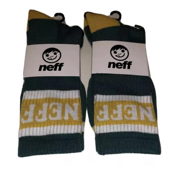 Neff | Underwear & Socks | Neff Crew Socks 2 Pair Men 652 Green Yellow ...